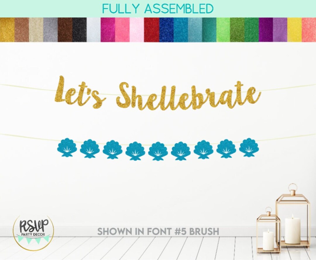 Let's Shellebrate Banner, Shell Garland, Beach Destination Bachelorette ...