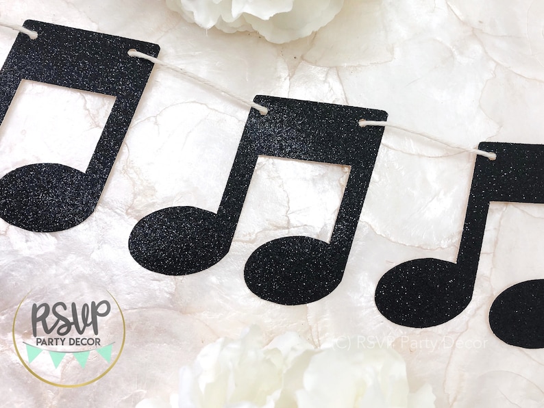 Music Note Garland Glitter Music Note Banner Music Party | Etsy