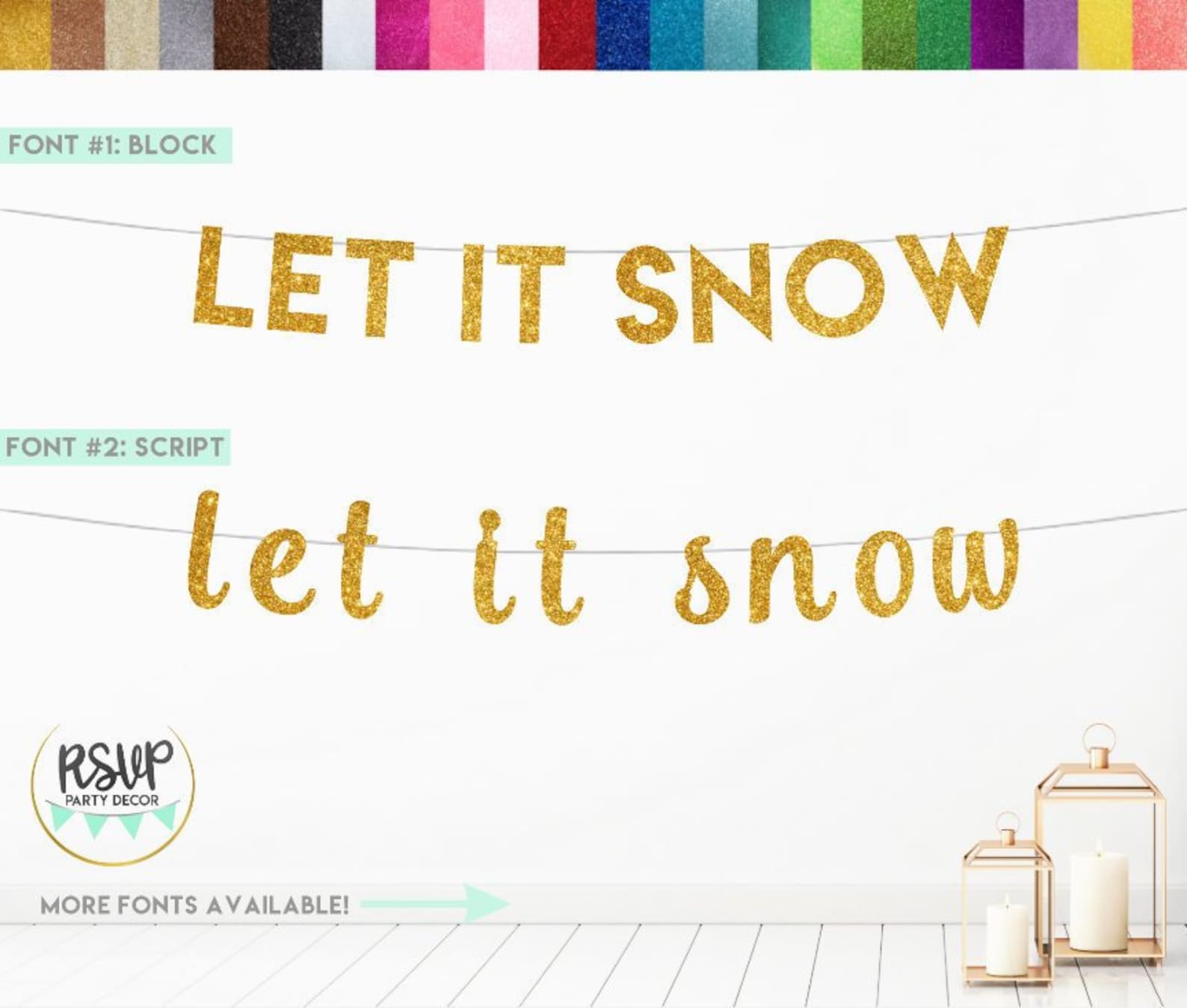 Let It Snow Banner Let It Snow Sign Glitter Christmas - Etsy