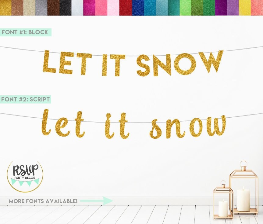 Let It Snow Banner Let It Snow Sign Glitter Christmas - Etsy