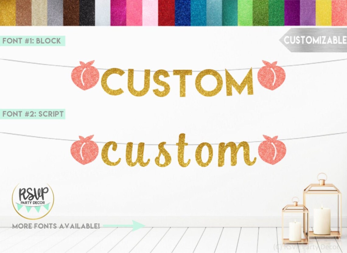 Custom Peach Banner Peach Themed Party Decorations One Sweet | Etsy