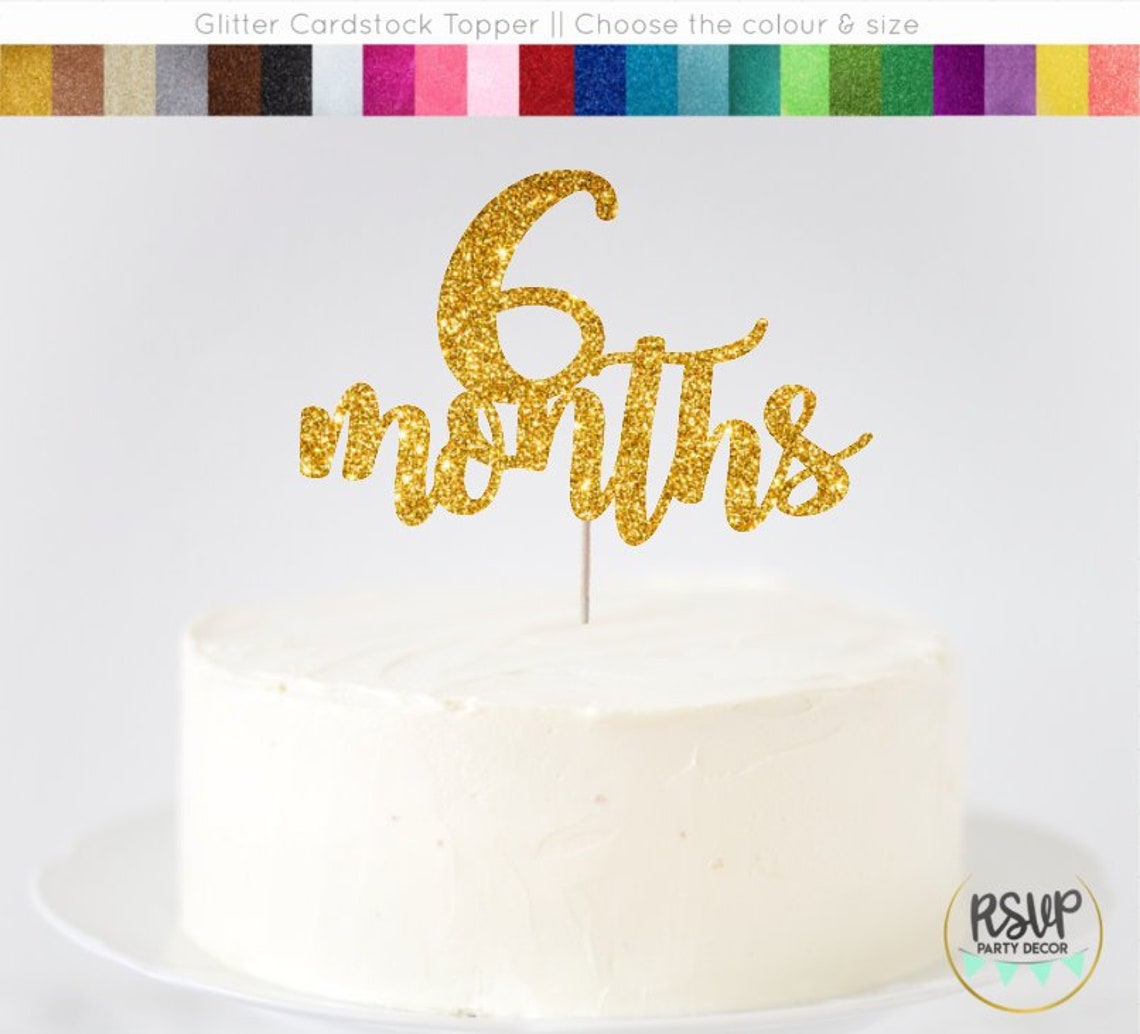 6 Months Cake Topper, Half Birthday Cake Topper, 6 Months Party Decor ...