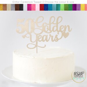 50 Golden Years Cake Topper, Golden Anniversary Cake Topper, Gold ...