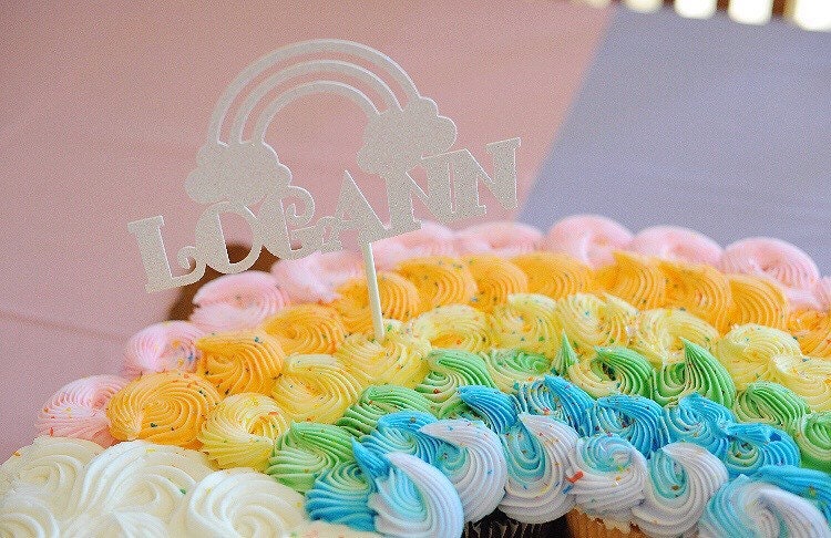 Custom Rainbow Cake Topper, Personalized Rainbow Sign, Rainbow Party ...