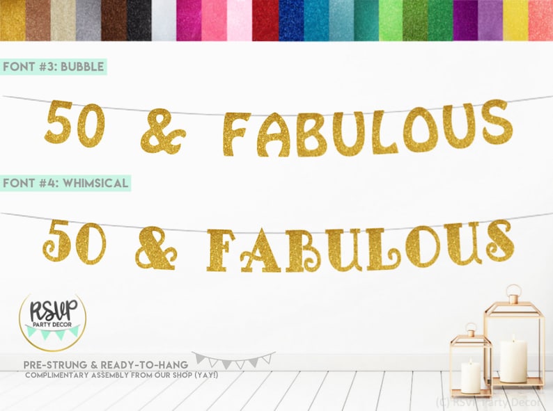 50 & Fabulous Banner, 50 and Fabulous Sign, 50 and Fabulous Party Decor ...