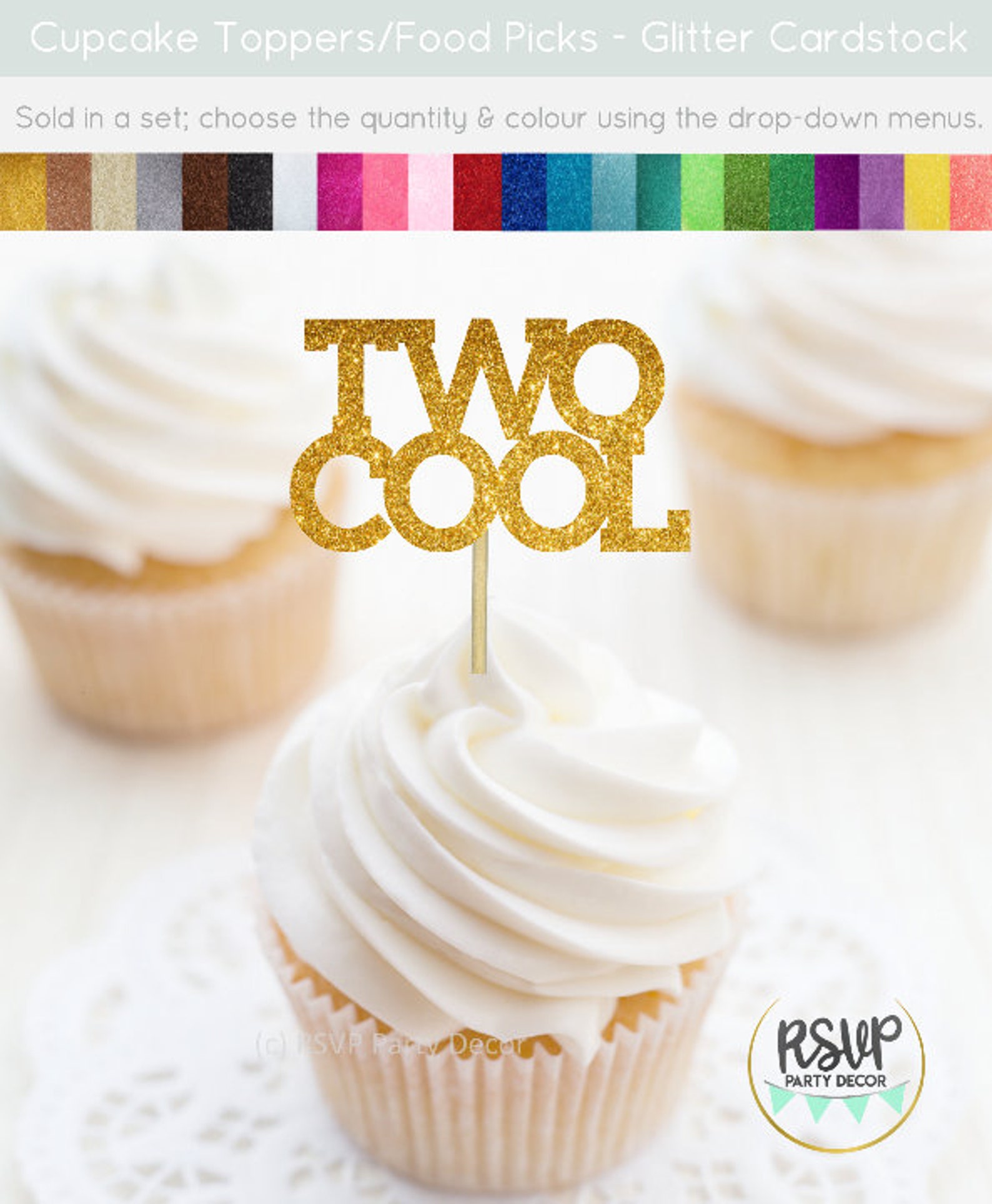 Two Cool Cupcake Toppers Two Cool Party Decorations 2nd - Etsy