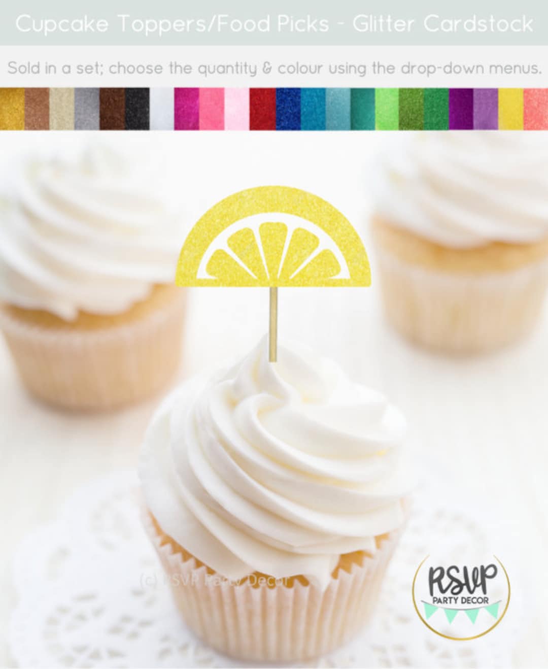 Citrus Slice Cupcake Toppers, Orange Slice Cupcake Toppers, Lemon Slice ...