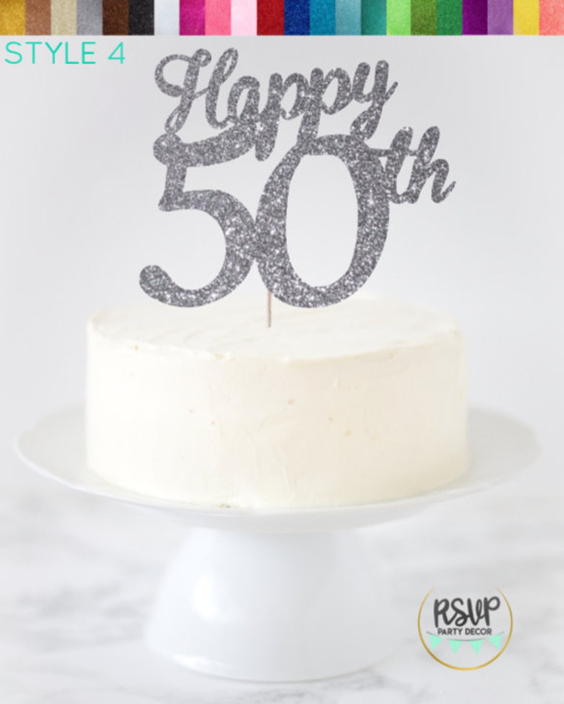 Fifty Cake Topper, 50 Cake Topper, 50th Birthday Decor, 50th ...