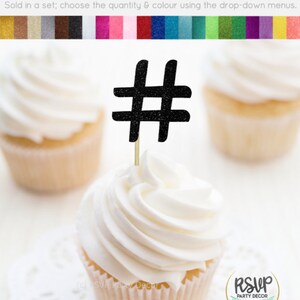 Hashtag Symbol Cupcake Toppers, # Cupcake Toppers, Pound Sign Food ...