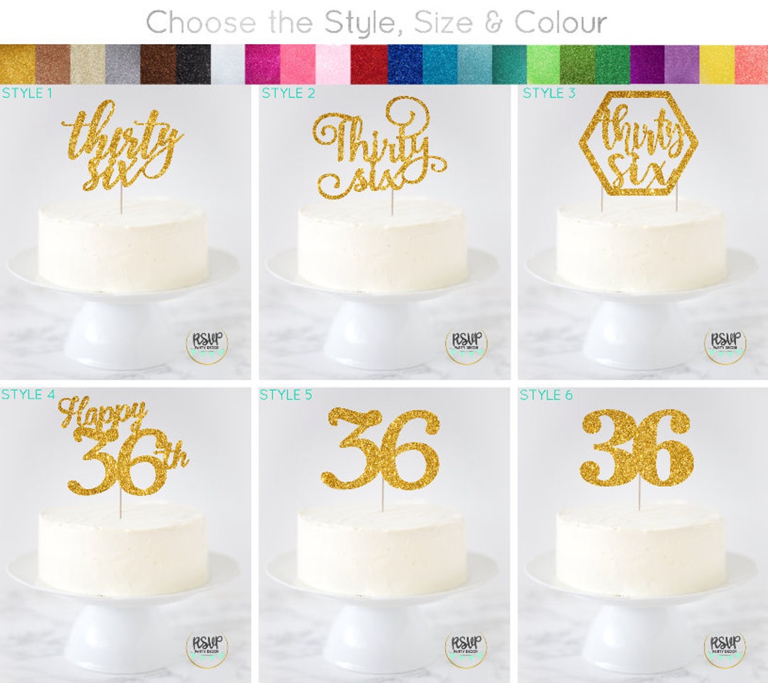 Thirty Six Cake Topper, 36 Cake Topper, Thirtysix Cake Topper, Thirty ...