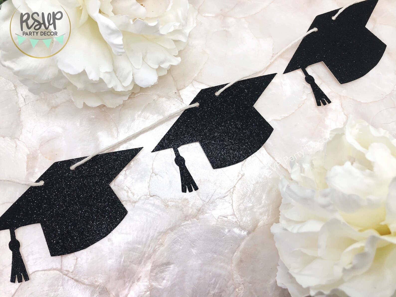 Graduation Cap Garland Glitter Graduation Cap Banner - Etsy