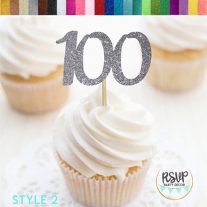 Number 100 Cupcake Toppers, "one Hundred" Food Picks, 100th Birthday ...