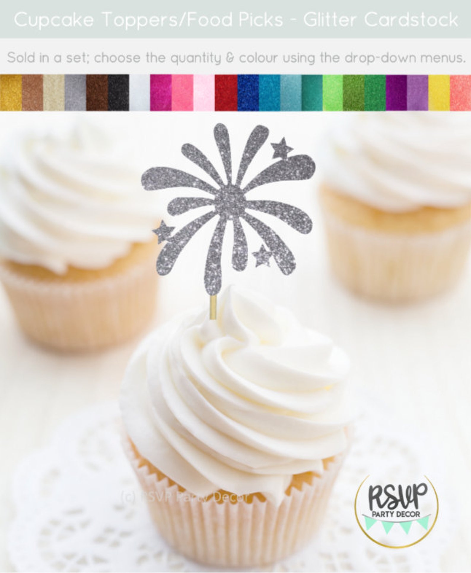 Firework Cupcake Toppers Fourth of July Party Decor July 4th - Etsy