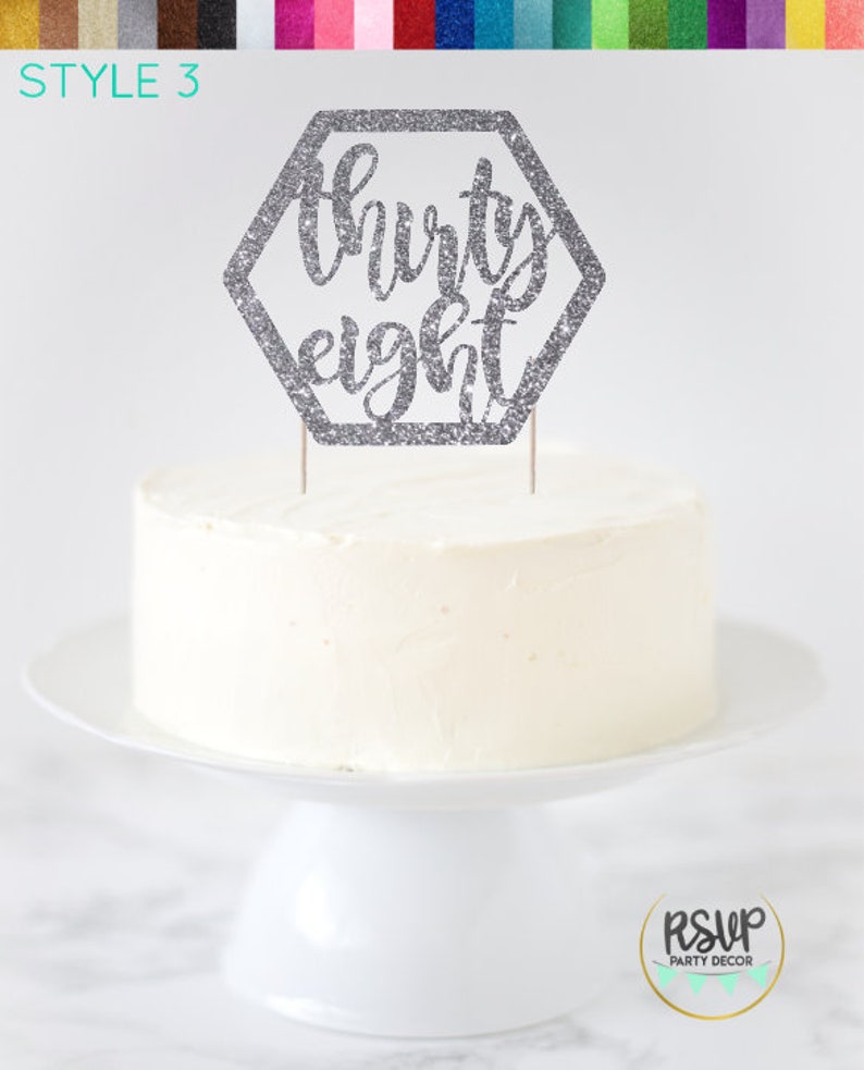 Thirty Eight Cake Topper, 38 Cake Topper, Thirtyeight Cake Topper ...