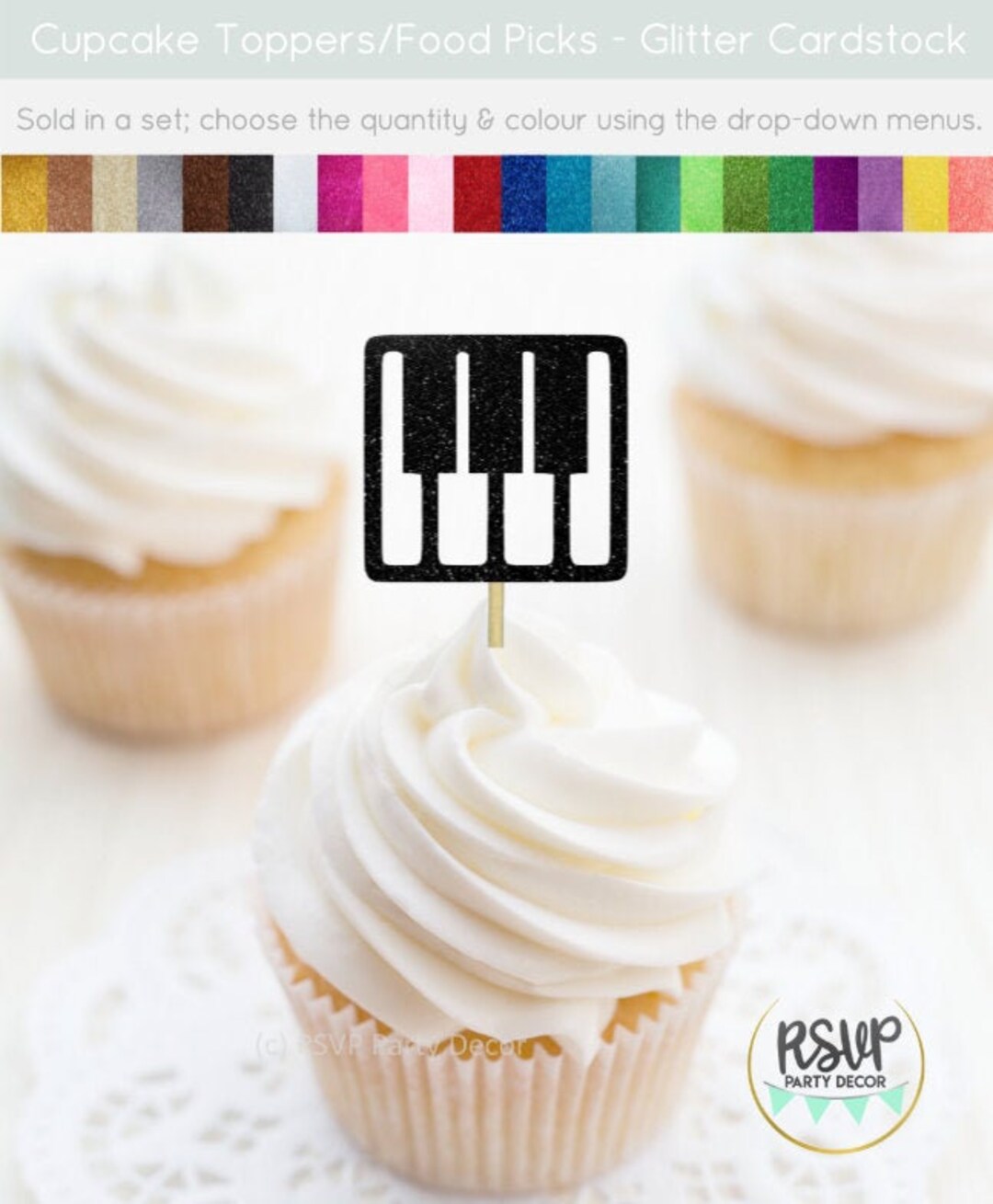 Piano Keys Cupcake Toppers, Music Party Decorations, School Band Party ...
