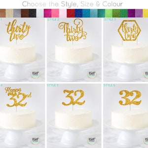 Thirty Two Cake Topper, 32 Cake Topper, Thirtytwo Cake Topper, Thirty ...