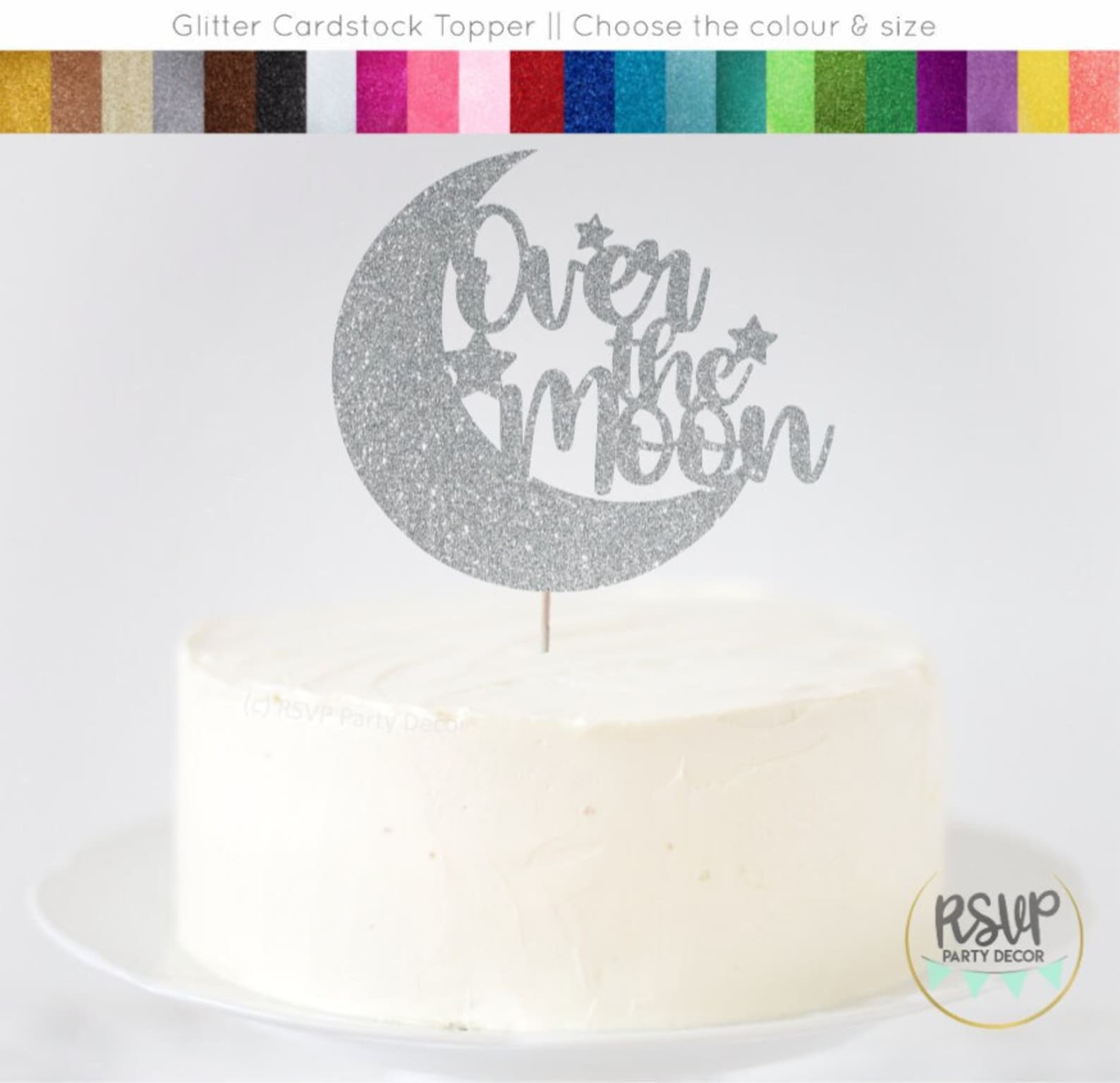 Over the Moon Cake Topper Moon Baby Shower Cake Topper - Etsy