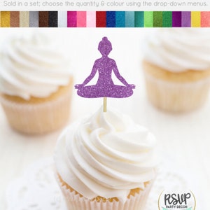Yoga Cupcake Toppers, Yoga Party Decorations, Fitness Cupcake Topper ...