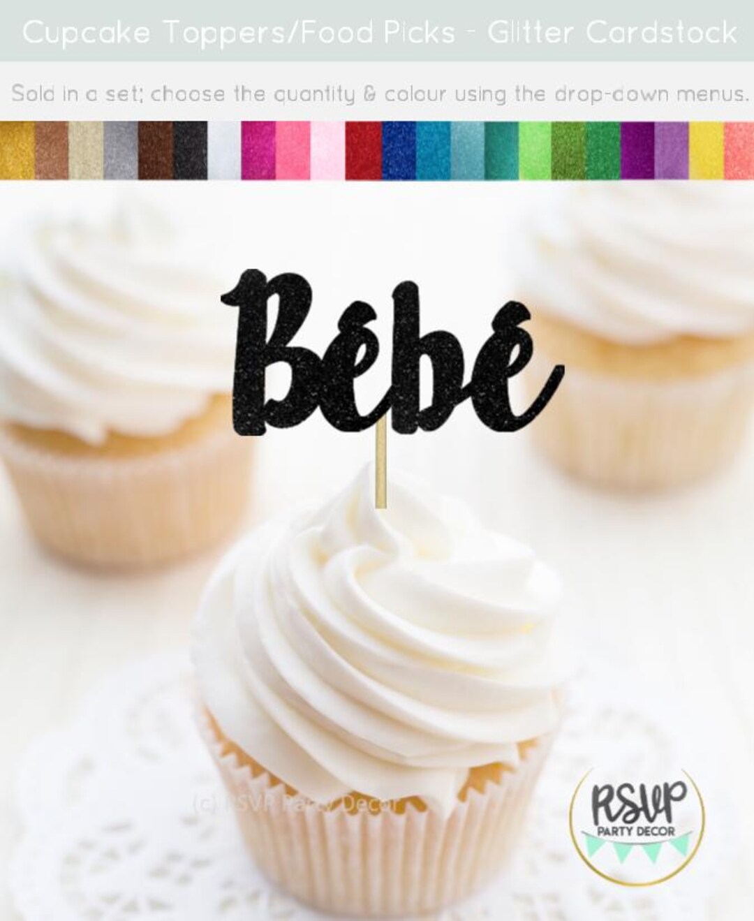 Bébé Cupcake Toppers, A Bebe is on the Way Shower Decorations, Schitts ...