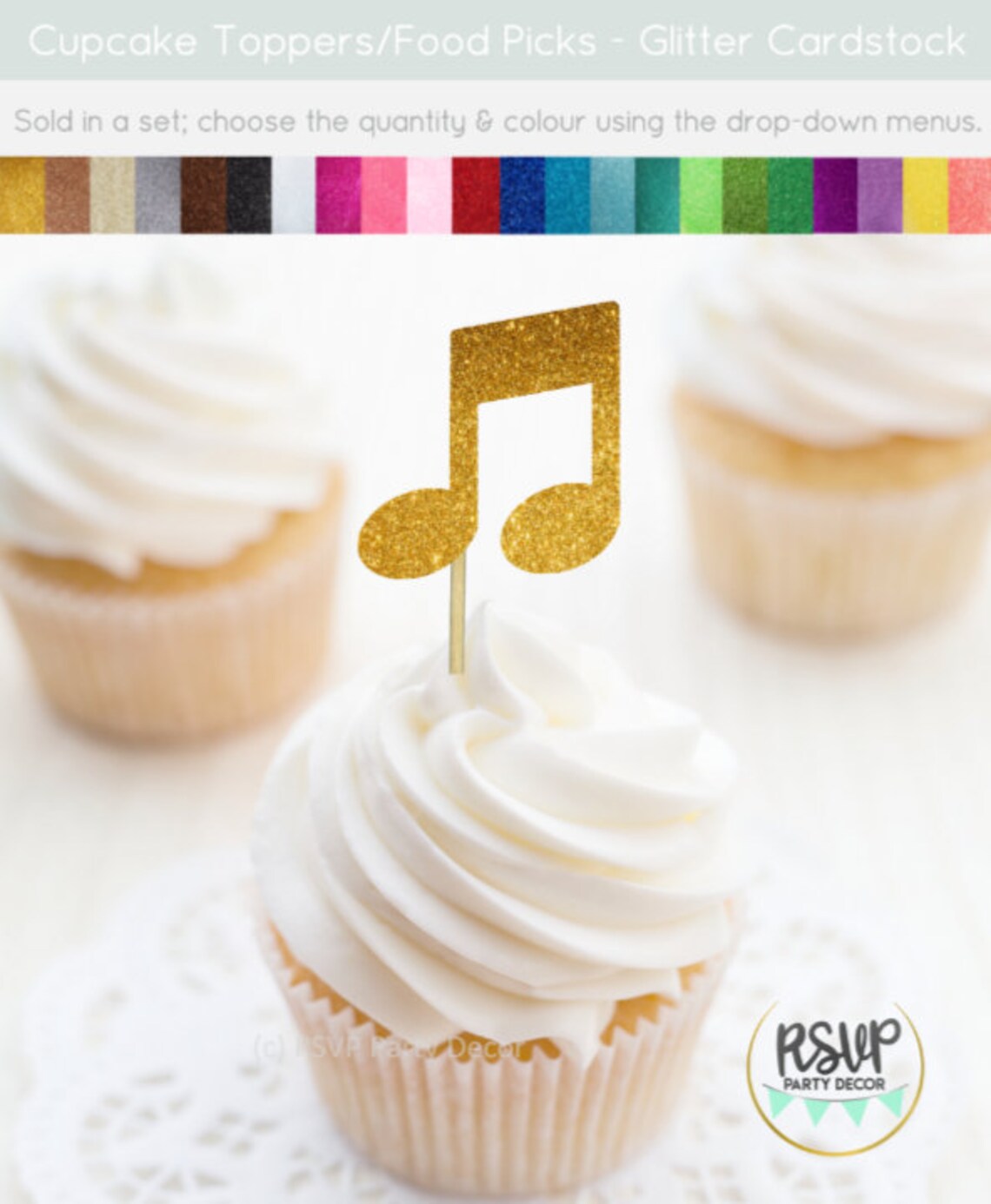 Music Note Cupcake Toppers Music Party Decorations Rock Star | Etsy