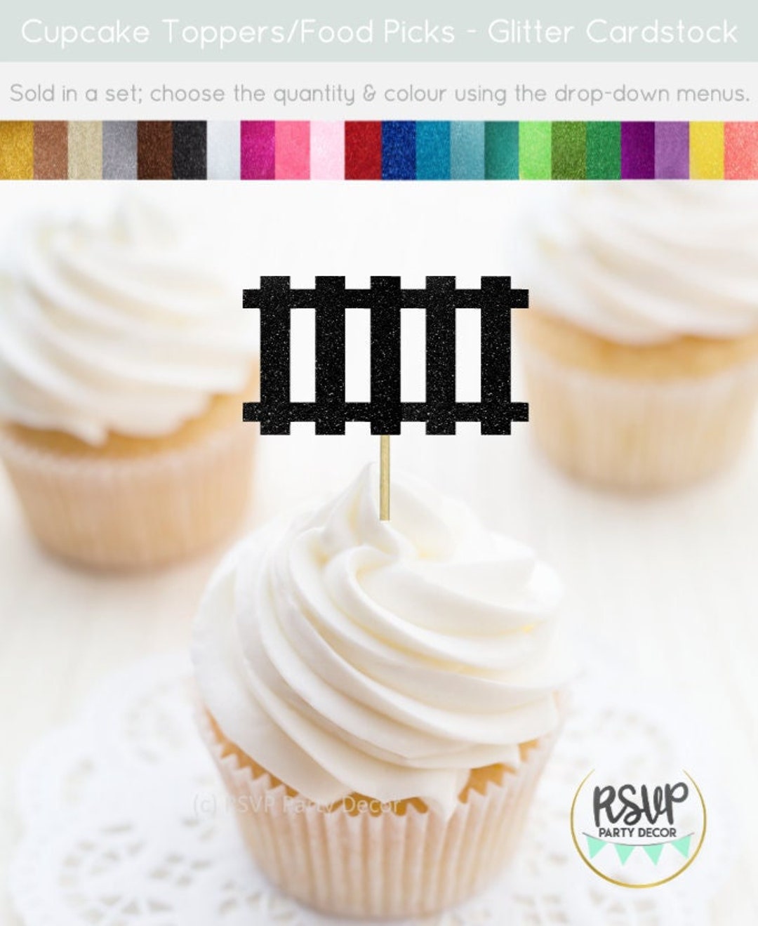 Train Track Cupcake Toppers, Railroad Food Picks, Train Themed Party ...