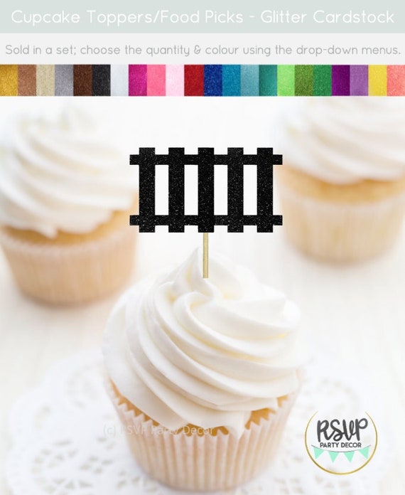 Train Track Cupcake Toppers, Railroad Food Picks, Train Themed Party ...