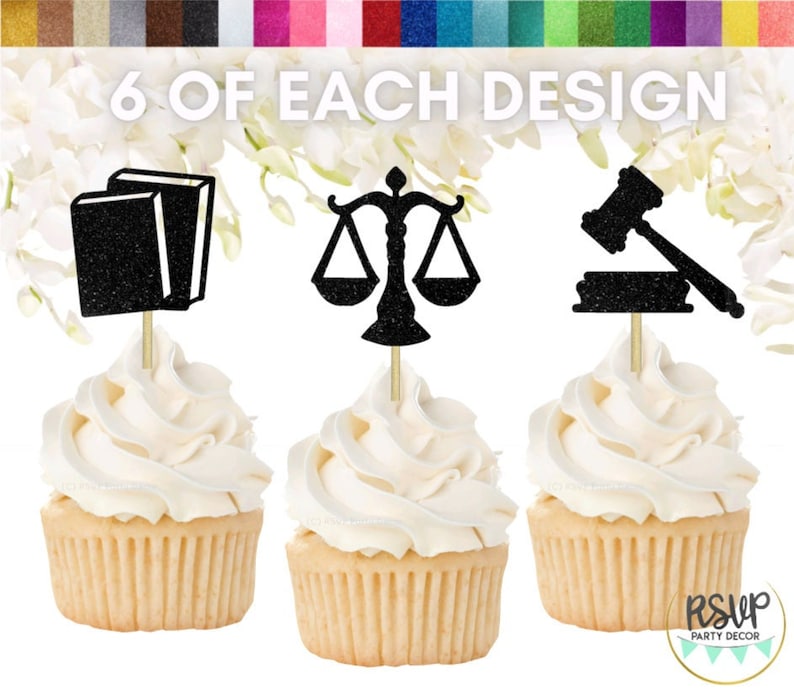 18 PCS Law Cupcake Topper Set, Law School Graduation Party Decorations ...
