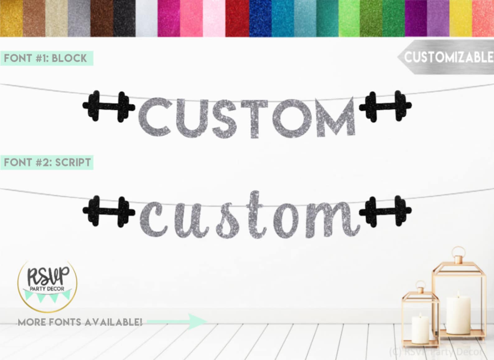 Custom Dumbbell Banner, Fitness Party Decor, Weightlifter Birthday ...