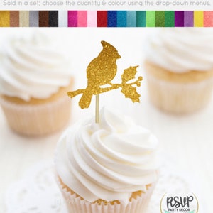 Cardinal Cupcake Toppers, Christmas Party Decorations, Holiday Party ...