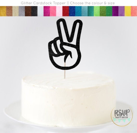 Peace Sign Hand Cake Topper 2 Cool Cake Topper Two Cool Cake | Etsy