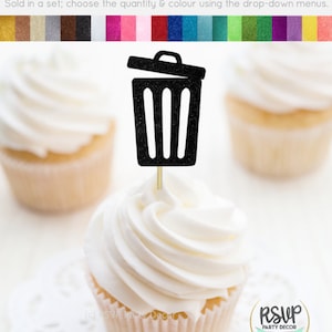 Garbage Bin Cupcake Toppers, Earth Day Food Picks, Earth Day Party ...