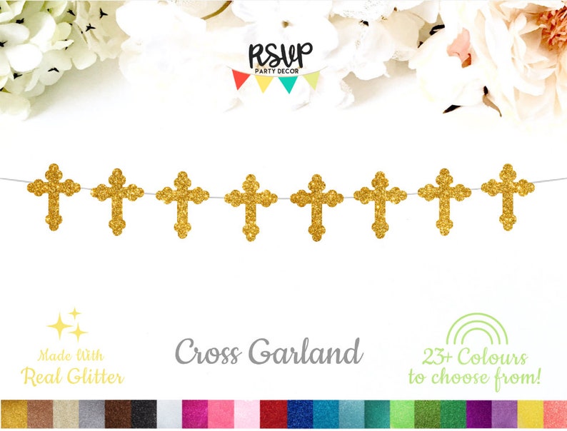 Cross Garland, Glitter Cross Banner, Glitter Cross Bunting, Holy Banner ...