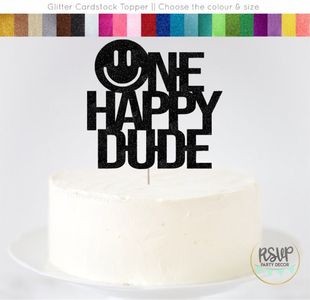 One Happy Dude Cake Topper, Smiley Face Themed 1st Birthday Decorations ...