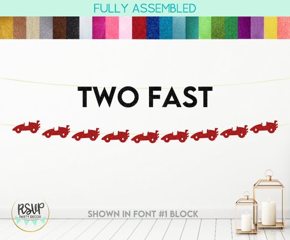 Two Fast Banner, Racecar Garland, Car 2nd Birthday Party Decor, Racing ...