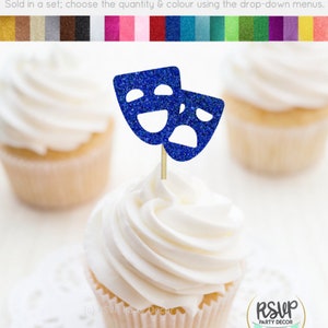 Drama Masks Cupcake Toppers, Comedy Tragedy Cupcake Toppers, Film ...