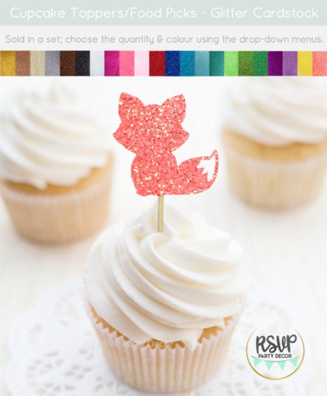 Fox Cupcake Toppers, Fox Food Picks, Fox Party Decor, Fox Baby Shower ...