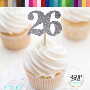Number 26 Cupcake Toppers, Twenty Six Food Picks, 26th Birthday ...