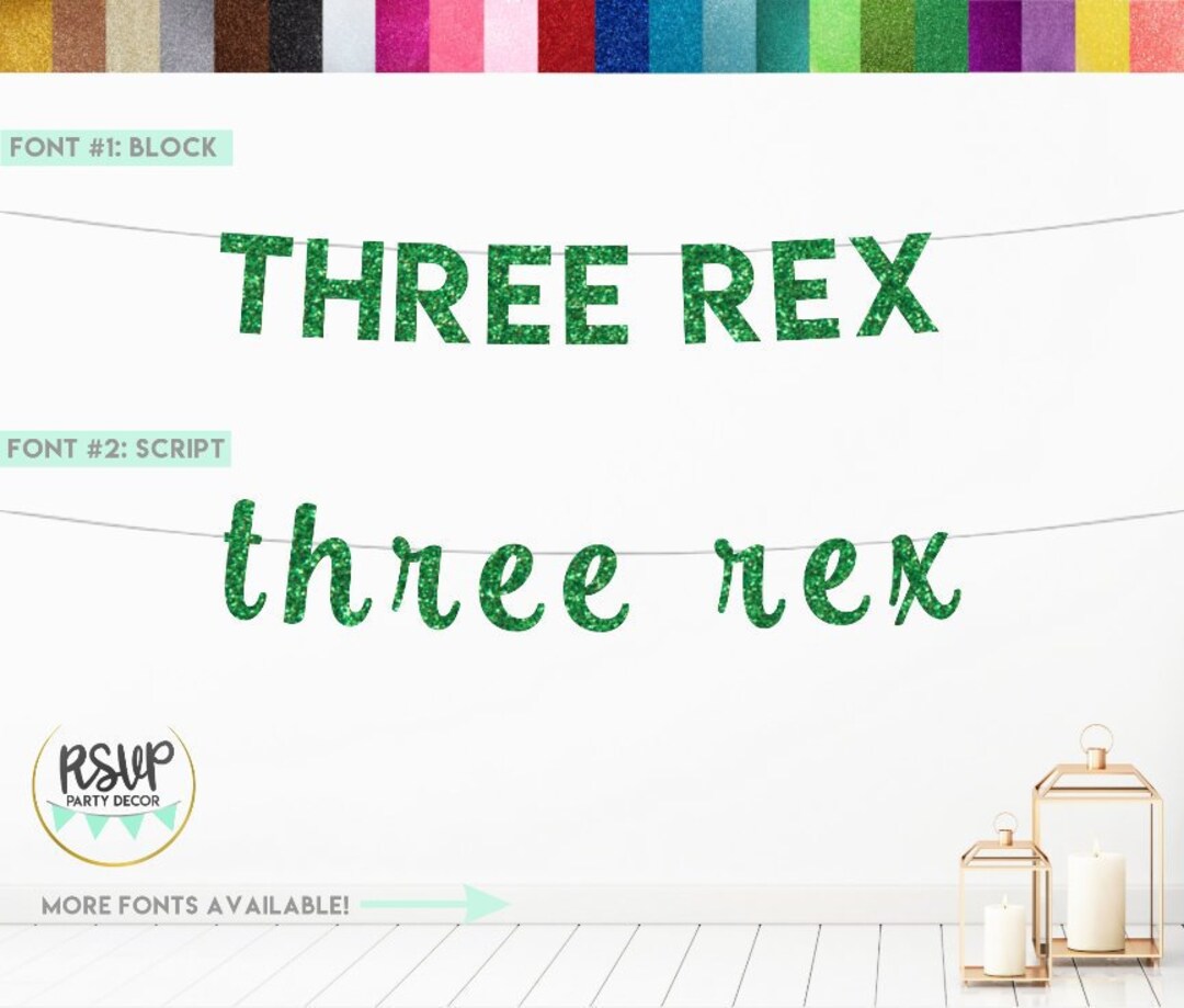Three Rex Banner, Three Rex Sign, Three Rex Party Decor, Dinosaur ...