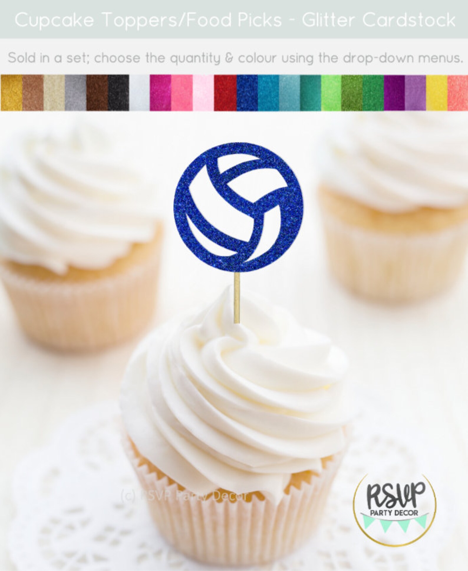 Volleyball Cupcake Toppers, Volleyball Party Decorations, Volleyball ...