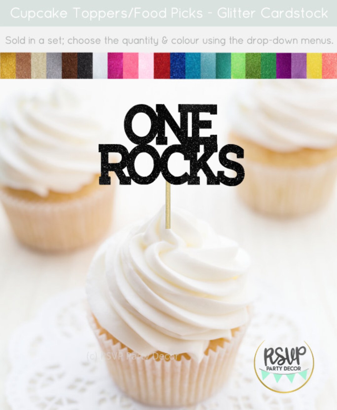 One Rocks Cupcake Toppers, Music 1st Birthday Party Decorations, Rock ...