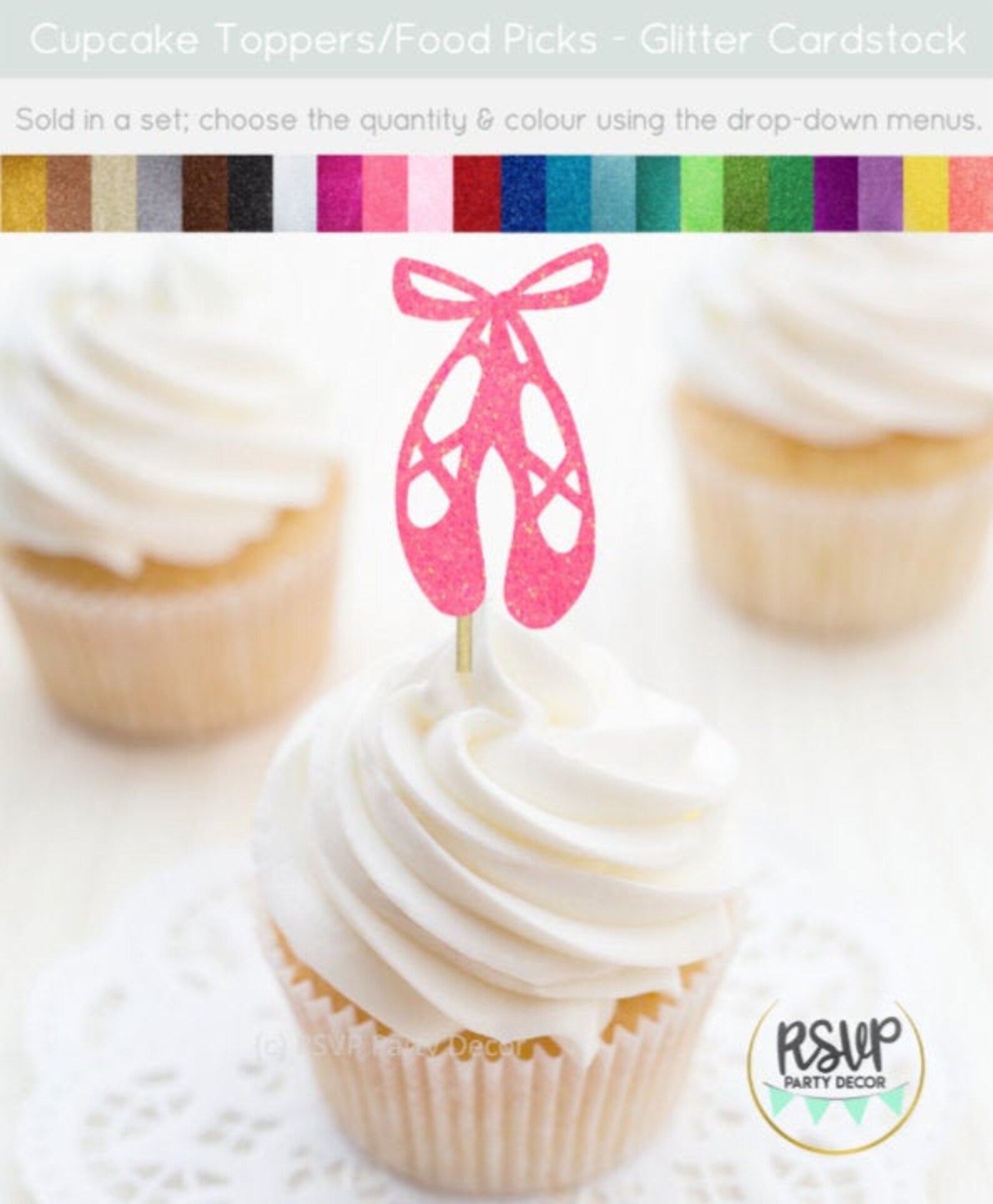 Ballerina Shoes Cupcake Toppers, Dance Cupcake Toppers, Ballerina Party ...