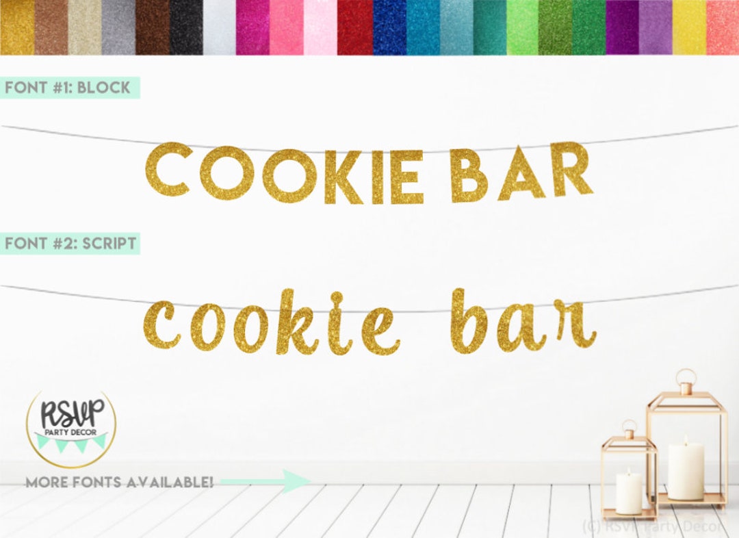 Cookie Bar Banner, Glitter Cookie Bar, Cookie Station Banner, Dessert ...