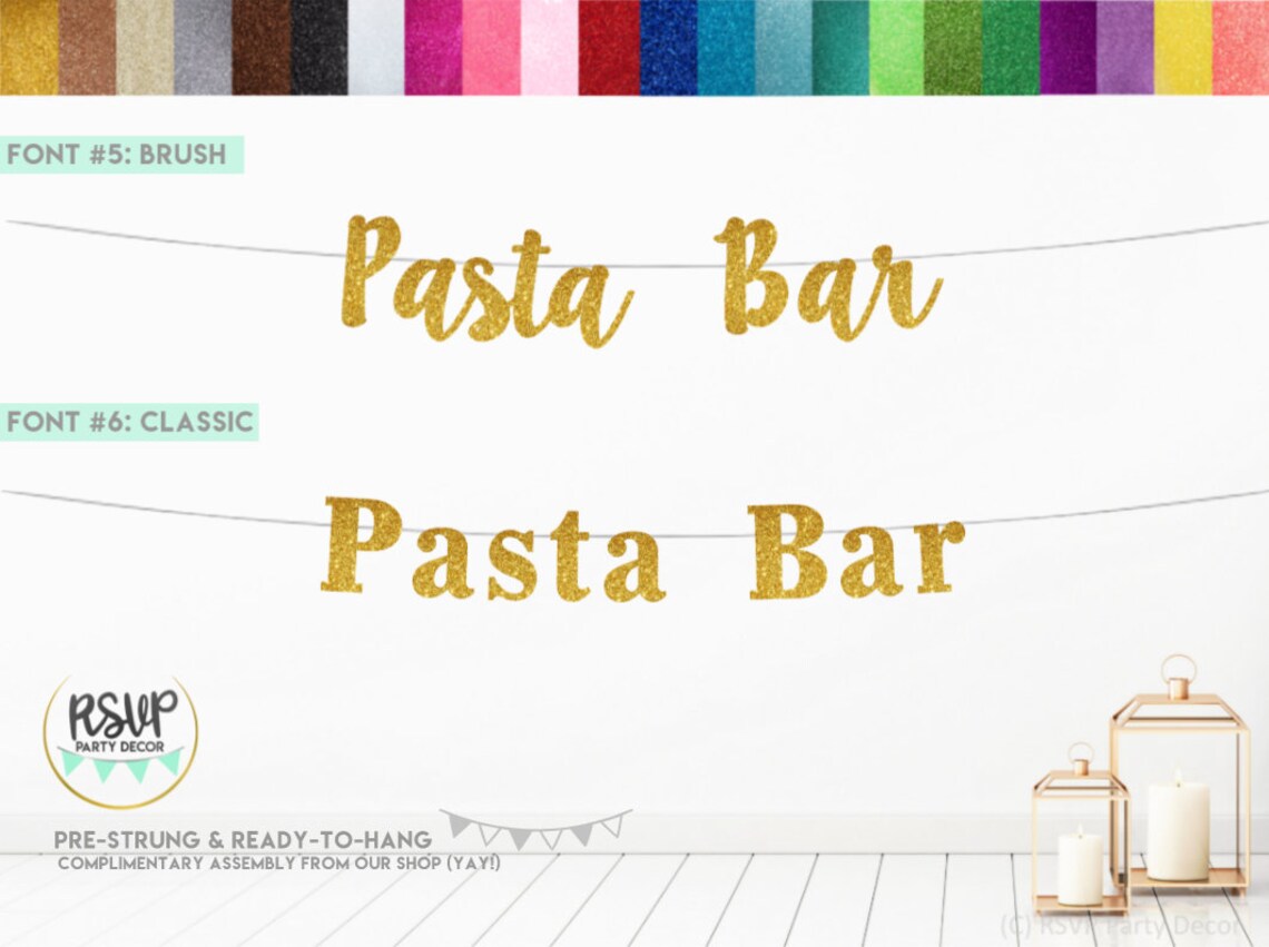 Pasta Bar Banner Glitter Pasta Bar Sign Pasta Station | Etsy