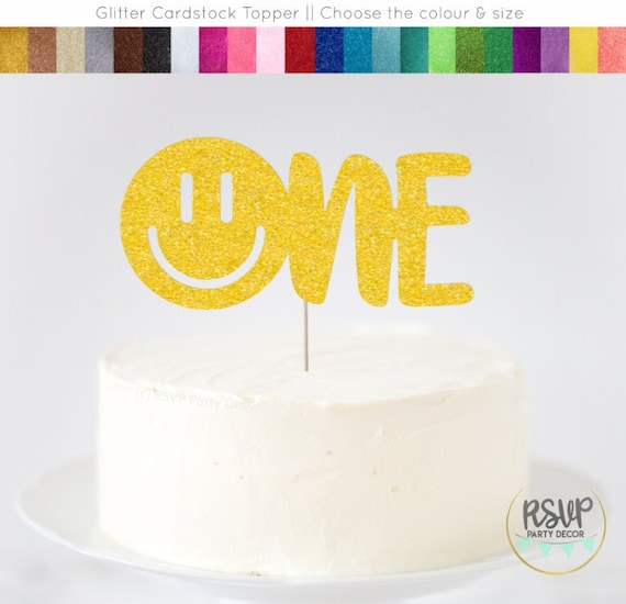 Smiley Face One Cake Topper, Groovy 1st Birthday Food Picks, Retro ...