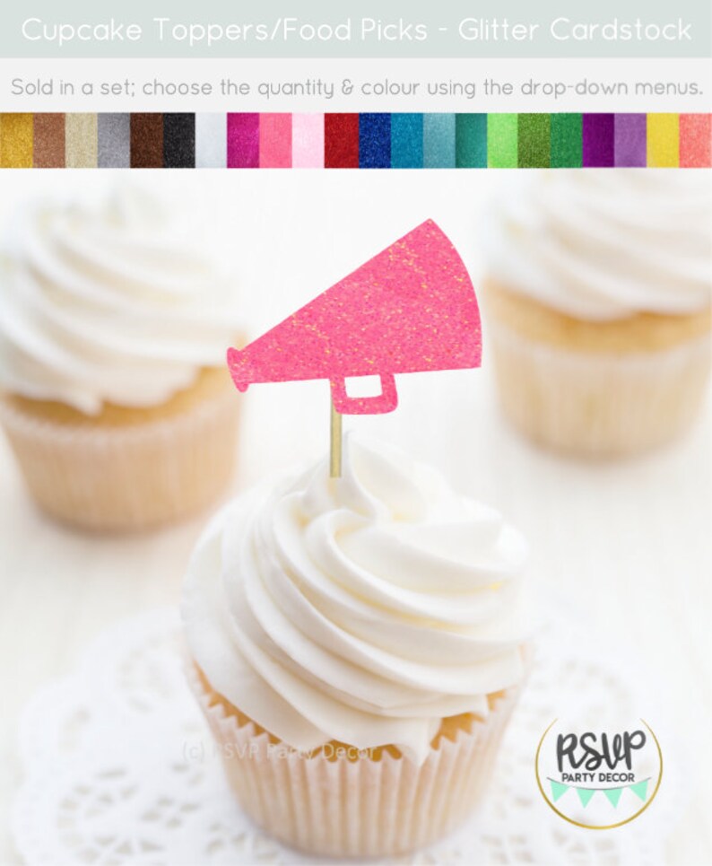 Megaphone Cupcake Toppers, Cheerleading Food Picks, Cheer Party ...