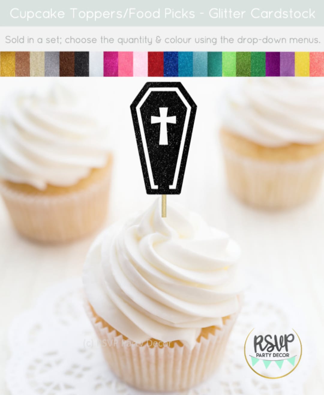 Coffin Cupcake Toppers, Gothic Birthday Party Decor, Death to My 20s ...