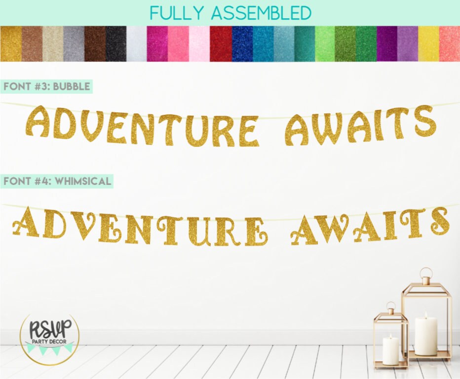 Adventure Awaits Banner, Travel Baby Shower Banner, Retirement Banner ...