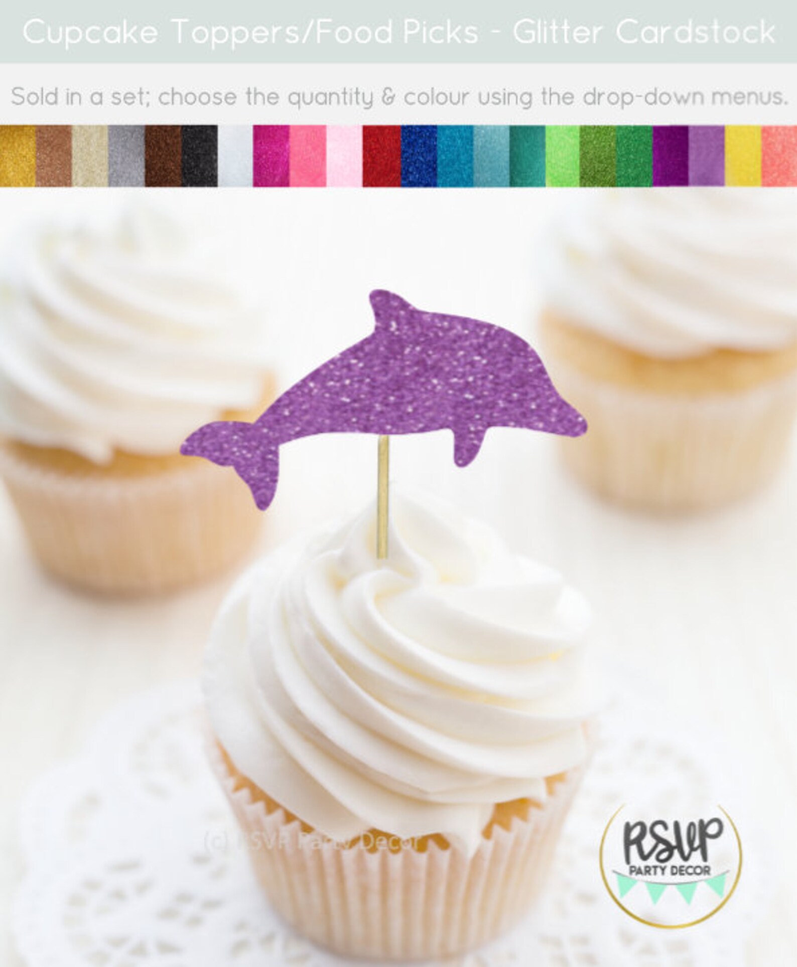 Dolphin Cupcake Toppers Dolphin Food Picks Dolphin Party - Etsy