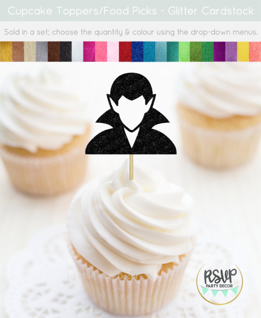 Vampire Cupcake Toppers, Vampire Birthday Decor for Halloween, Vampire ...