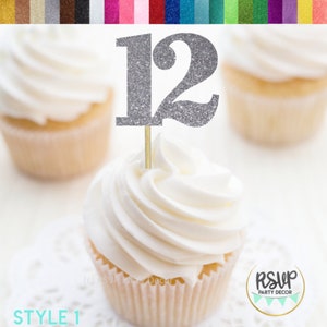 Number 12 Cupcake Toppers, Twelve Food Picks, 12th Birthday Decorations ...